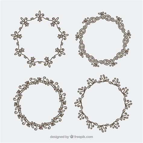 Free Vector Set Of Four Hand Drawn Floral Wreaths