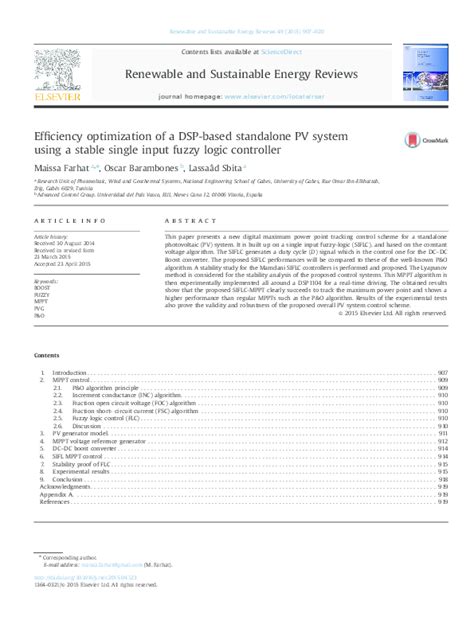 pdf efficiency optimization of a dsp based standalone pv system using
