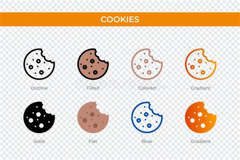 Cookies Icon In Different Style Cookies Vector Icons Designed In Outline Solid Colored