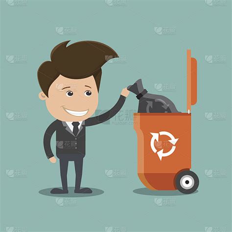 商人把塑料袋扔进垃圾桶，
