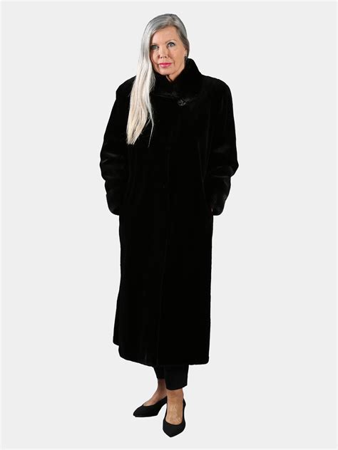 Black Sheared Mink Fur Coat Reversible Estate Furs