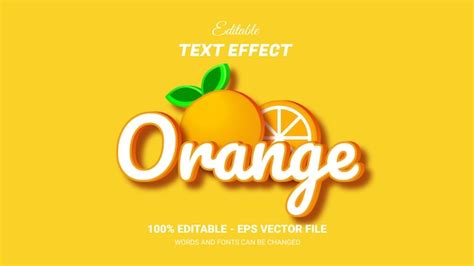 Plantilla De Efecto De Texto Editable 3d Naranja Vector Premium