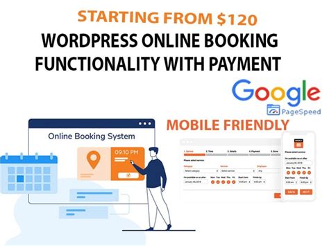 WordPress Responsive Online Booking With Payment Functionality Website