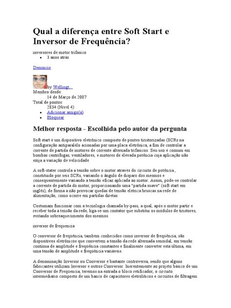 Qual A Diferença Entre Soft Start E Inversor De Frequência Pdf