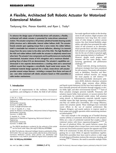Pdf A Flexible Architected Soft Robotic Actuator For Motorized