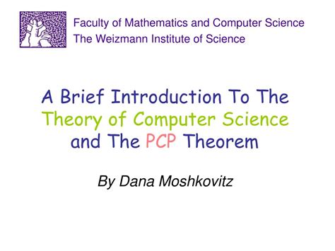 Ppt A Brief Introduction To The Theory Of Computer Science And The
