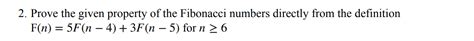 Solved 2 Prove The Given Property Of The Fibonacci Numbers Chegg