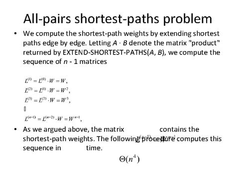 All Pairs Shortest Path Problem Motivation Solve An
