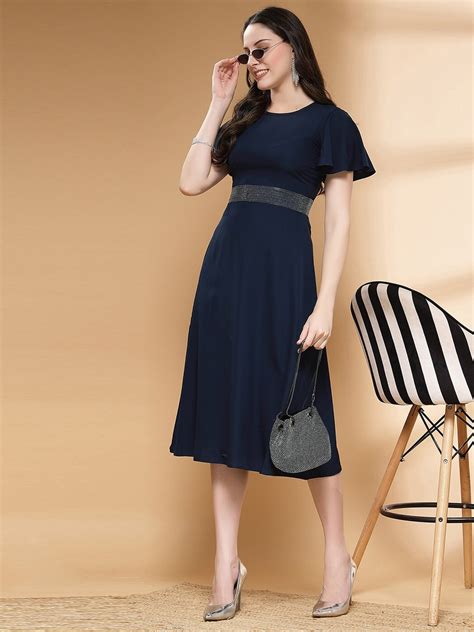 Buy Selvia Flared Sleeve Fit And Flare Midi Dress Dresses For Women