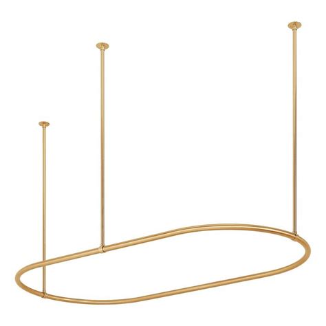 30 X 60 Oval Brass Shower Ring And Ceiling Supports Brushed Gold