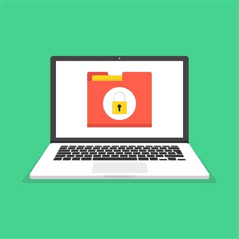 Premium Vector Laptop With File Protection On The Screen
