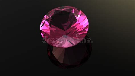 Ruby Jewelry Gems Roung Shape On Black Background Stock Illustration