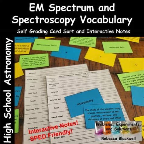 Em Spectrum And Spectroscopy Astronomy Self Grading Vocabulary Card Sort