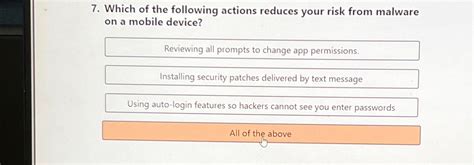 Solved Which Of The Following Actions Reduces Your Risk From