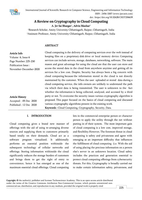 Pdf A Review On Cryptography In Cloud Computing