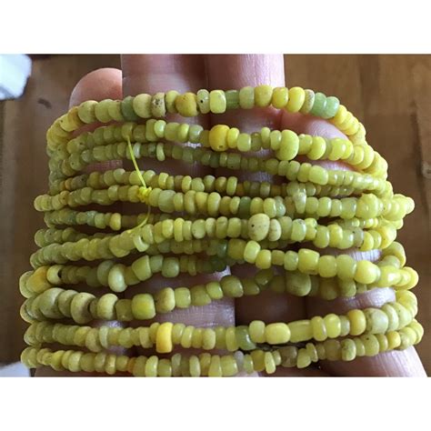 Strands Of Rare Antique Small Yellow Glass Nila Or Indo Pacific Beads