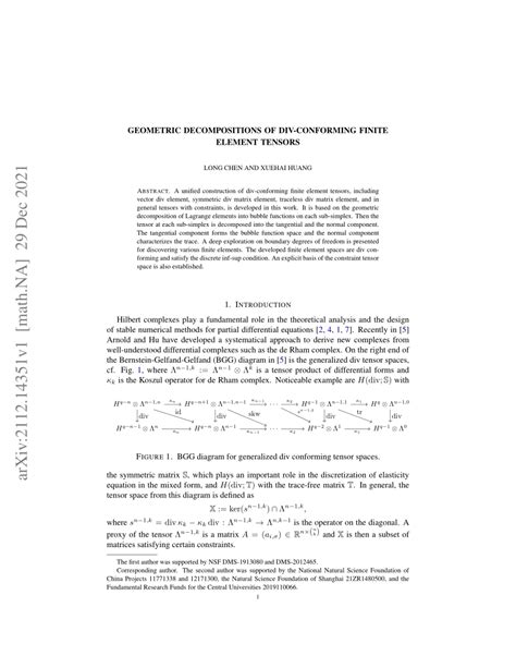 Pdf Geometric Decompositions Of Div Conforming Finite Element Tensors