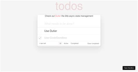 TodoMVC In Dutier Forked Codesandbox
