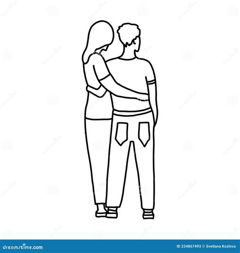 Joyeux Dessin Vectoriel De Couple Lesbien Deux Femmes Sembrassent Concept De Relation