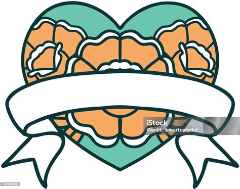 Image De Style Tatouage Emblématique Dun Cœur Et Dune Bannière Avec Des