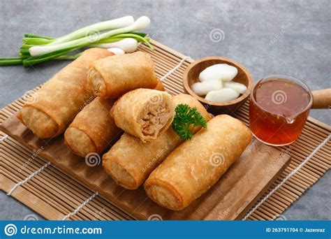 Lumpia Or Lunpia Traditional Snacks From Semarang Indonesia Stock