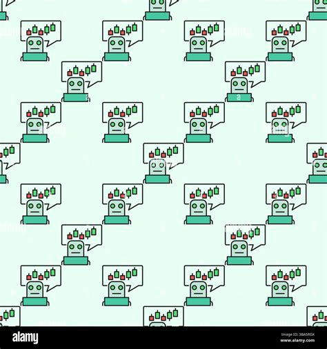 Ai Cryptocurrency Trading Bot Vector Candlestick Chart With Robot Concept Colored Seamless