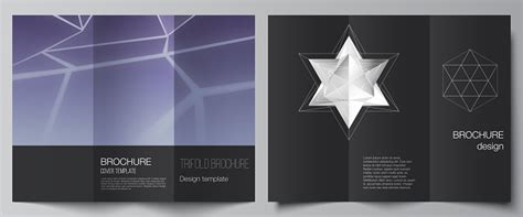 벡터 일러스트레이션 레이아웃입니다 현대 크리에이티브는 삼중 브로셔 또는 전단지를 위한 디자인 템플릿을 다룹니다 3d 다각형 기하학적 현대 디자인 추상적 인 배경 과학 또는