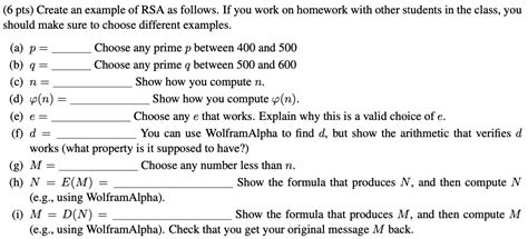 Solved Pts Create An Example Of RSA As Follows If You Chegg Com