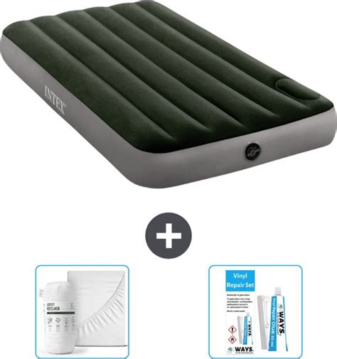 intex luchtbed 1 persoons 99 x 191 x 25 cm groen inclusief