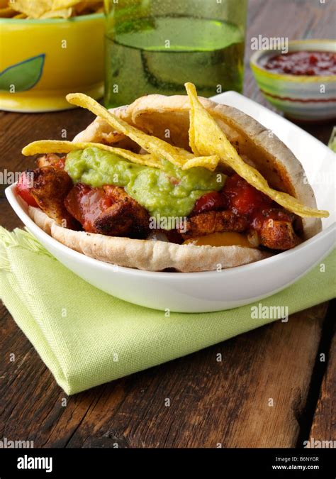 Deep Fried Spicy Chicken In Pitta Bread Wrapped Editorial Food Stock