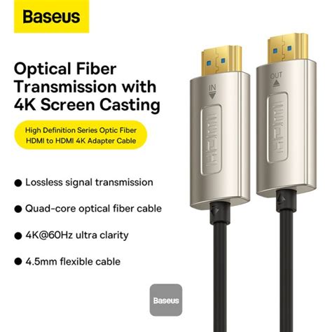 Baseus Online Baseus High Definition Series Optic Fiber Hdmi To Hdmi 4k Adapter Cable 10m