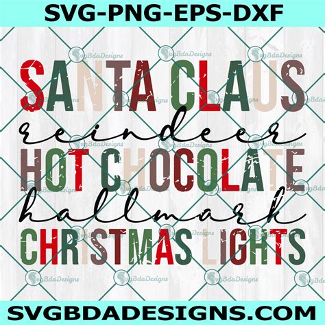 Santa Claus Reindeer Hallmark Hot Chocolate Christmas Lights Svg