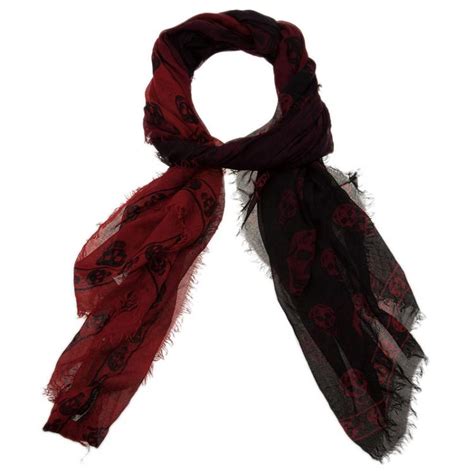 Red And Black Chiffon Scarf