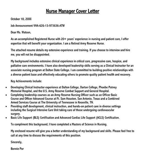 Sample Cover Letters For Nursing Job