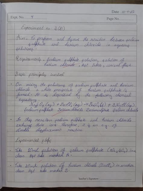 Dear Study Chemistry Practicals Copy Of Class 10 C B S E Board