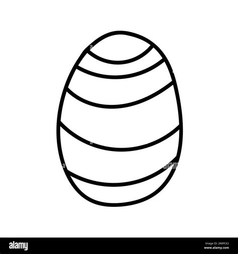 One Easter Egg With Black Lines Ornament On White Background Simple