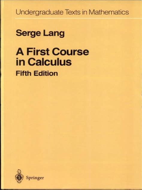 Serge Lang A First Course In Calculus Fifth Edi Pdf