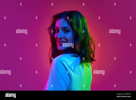 Happiness Image With Positive Brunette Girl Young Woman Posing And