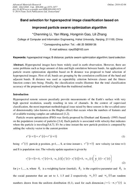 Band Selection For Hyperspectral Image Classification Based On Improved