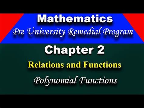 Pre University Remedial Program Maths Chapter 2 Relations And
