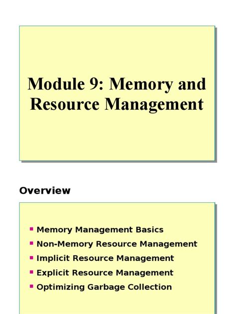 Module 9 Memory And Resource Management Pdf Programming Paradigms