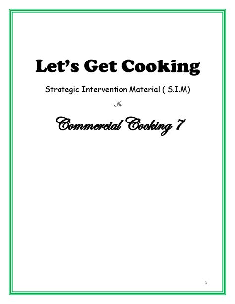 Tle Cookery Grade 8 Learners Material Lets Get Cooking