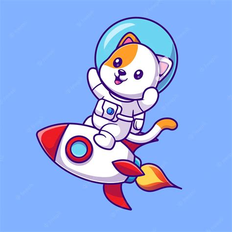 Free Vector Cute Cat Astronaut Riding Rocket In Space Cartoon Vector
