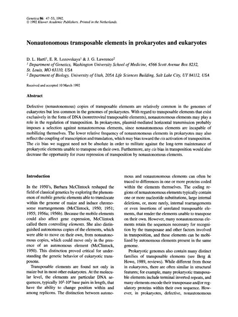 Pdf Nonautonomous Transposable Elements In Prokaryotes And Eukaryotes