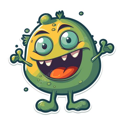 Clipart Stiker Monster Hijau Vektor Desain Stiker Dengan Kartun Gratis