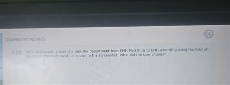 Solved Dashboard Metrics For A Dashboard A User Chegg