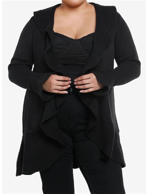 Cosmic Aura Black Ruffle Front Girls Open Cardigan Plus Size Hot Topic