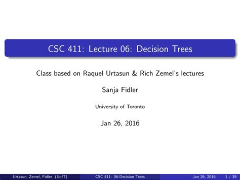 Ppt Csc 411 Lecture 06 Decision Trees Class Based On Raquel