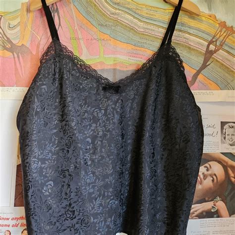 Vintage Black Lace Lingerie Top With Velvet Bow Depop