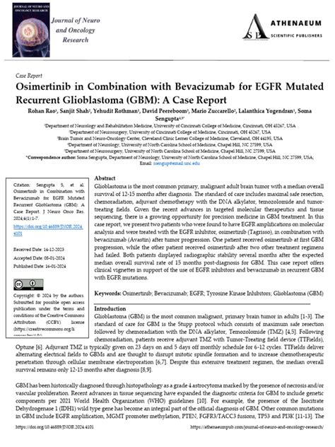 Osimertinib In Combination With Bevacizumab For Egfr Mutated Recurrent